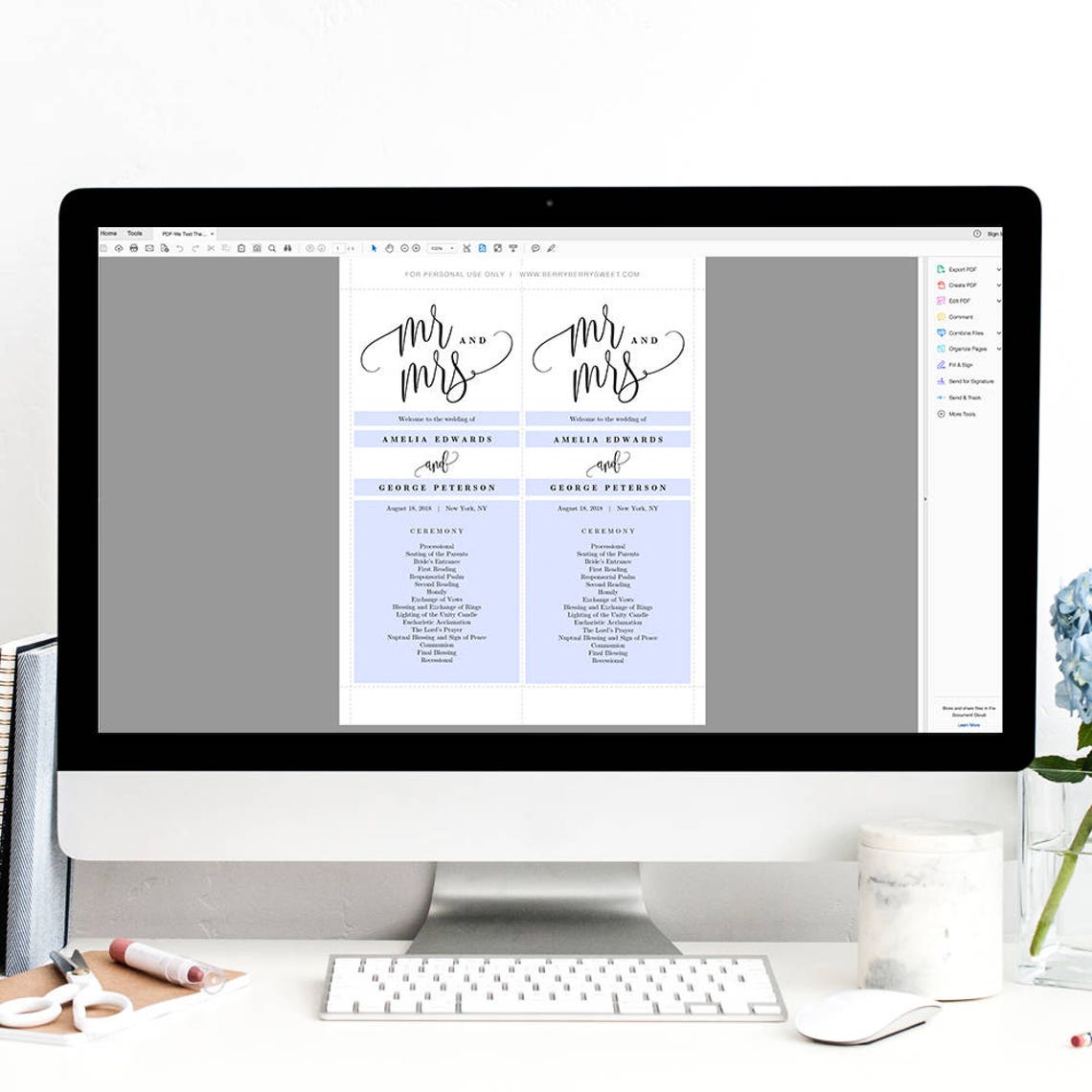 Wedding Program Editable Template Printable Wedding Program - Etsy