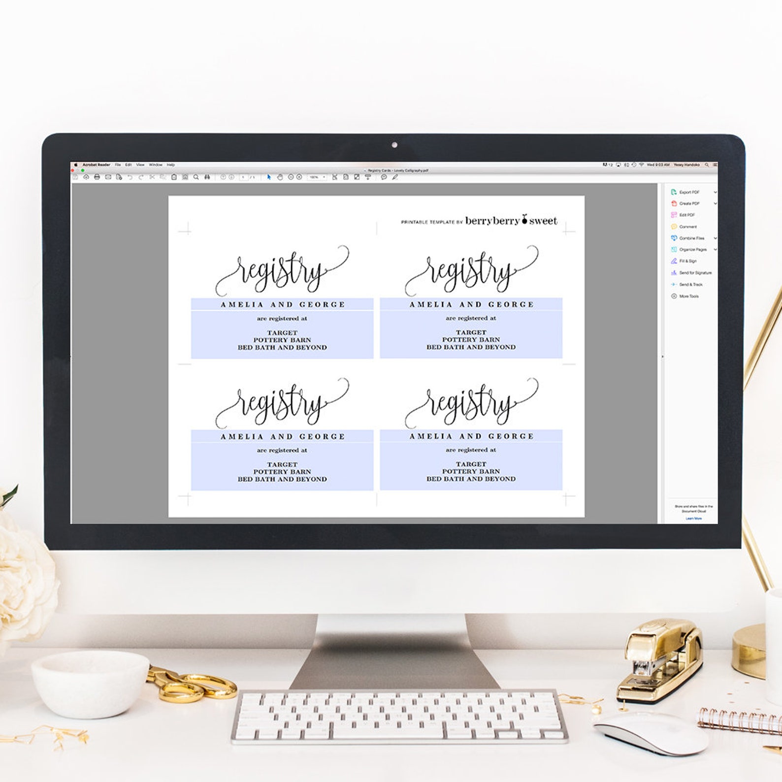 Registry Cards Editable Template Printable PDF Template | Etsy