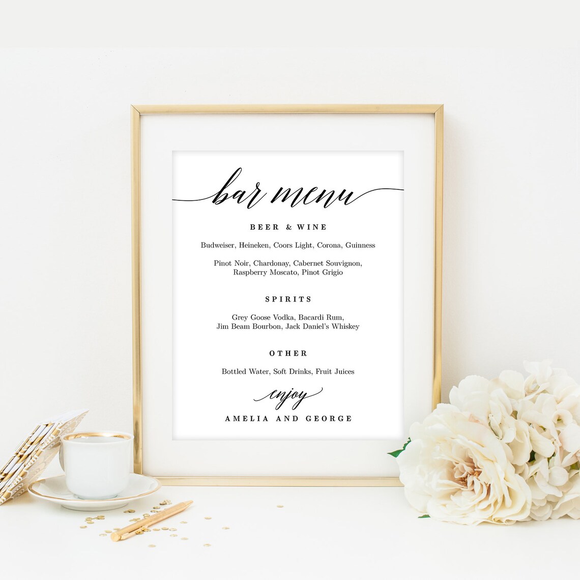 Wedding Bar Menu Sign Printable Bar Sign Bar Menu Editable | Etsy