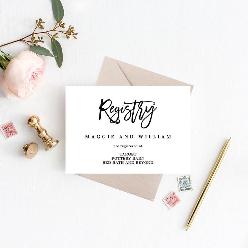Registry Cards Editable Template Printable PDF BRUSHED - Etsy