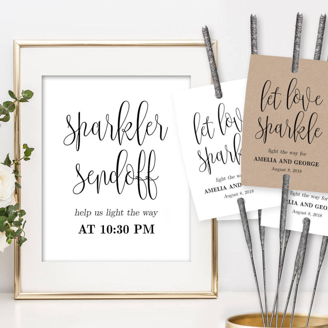 Sparklers Tag and Sendoff Sign Editable Templates - Printable Wedding ...