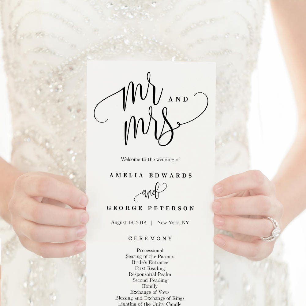 Wedding Program Editable Template Printable Wedding Program | Etsy