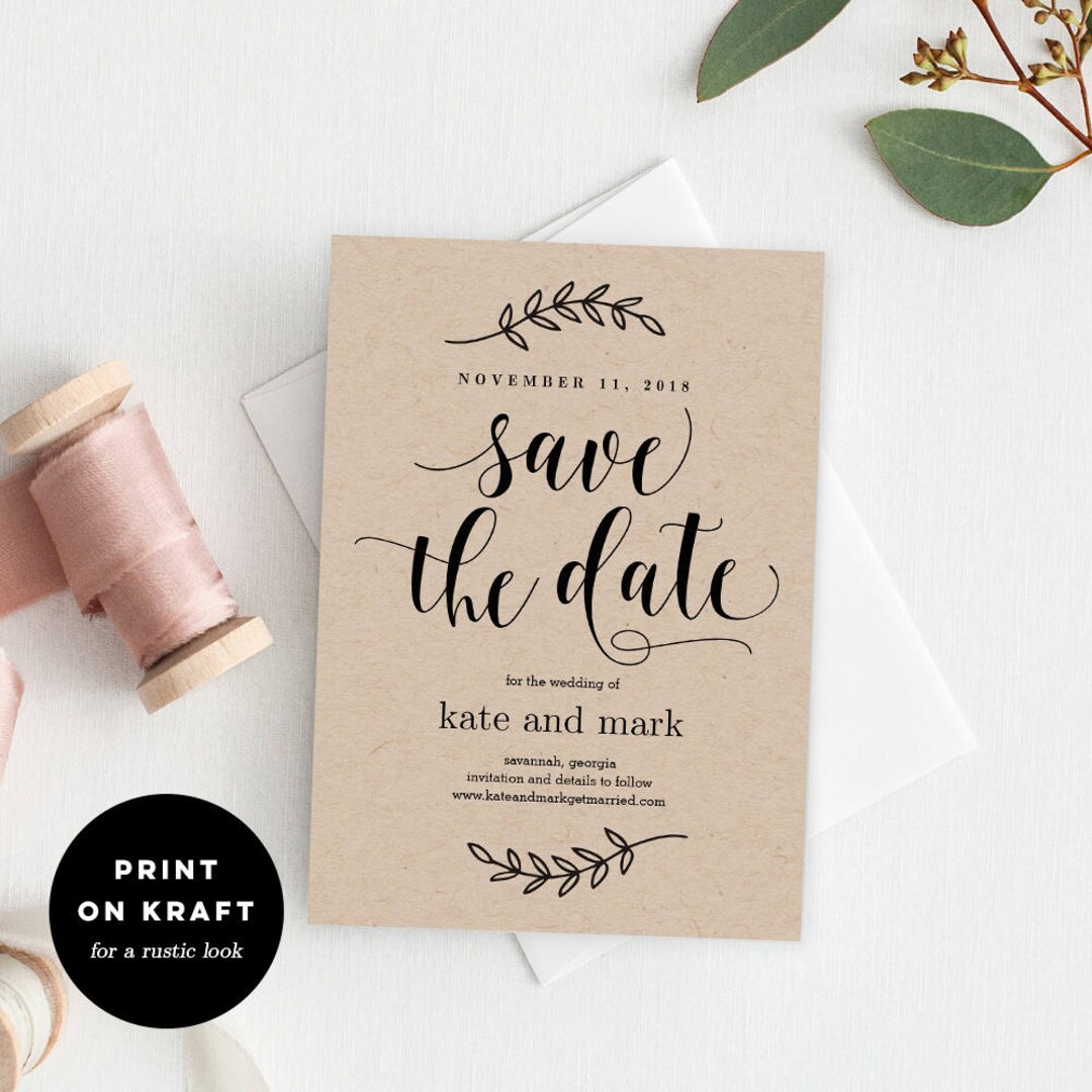 Printable Save the Date Template Rustic Wedding Save the Date Card ...
