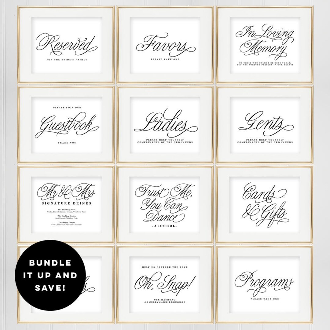 BUNDLE DEAL! Wedding Sign Templates Set - Printable Wedding Signs ...
