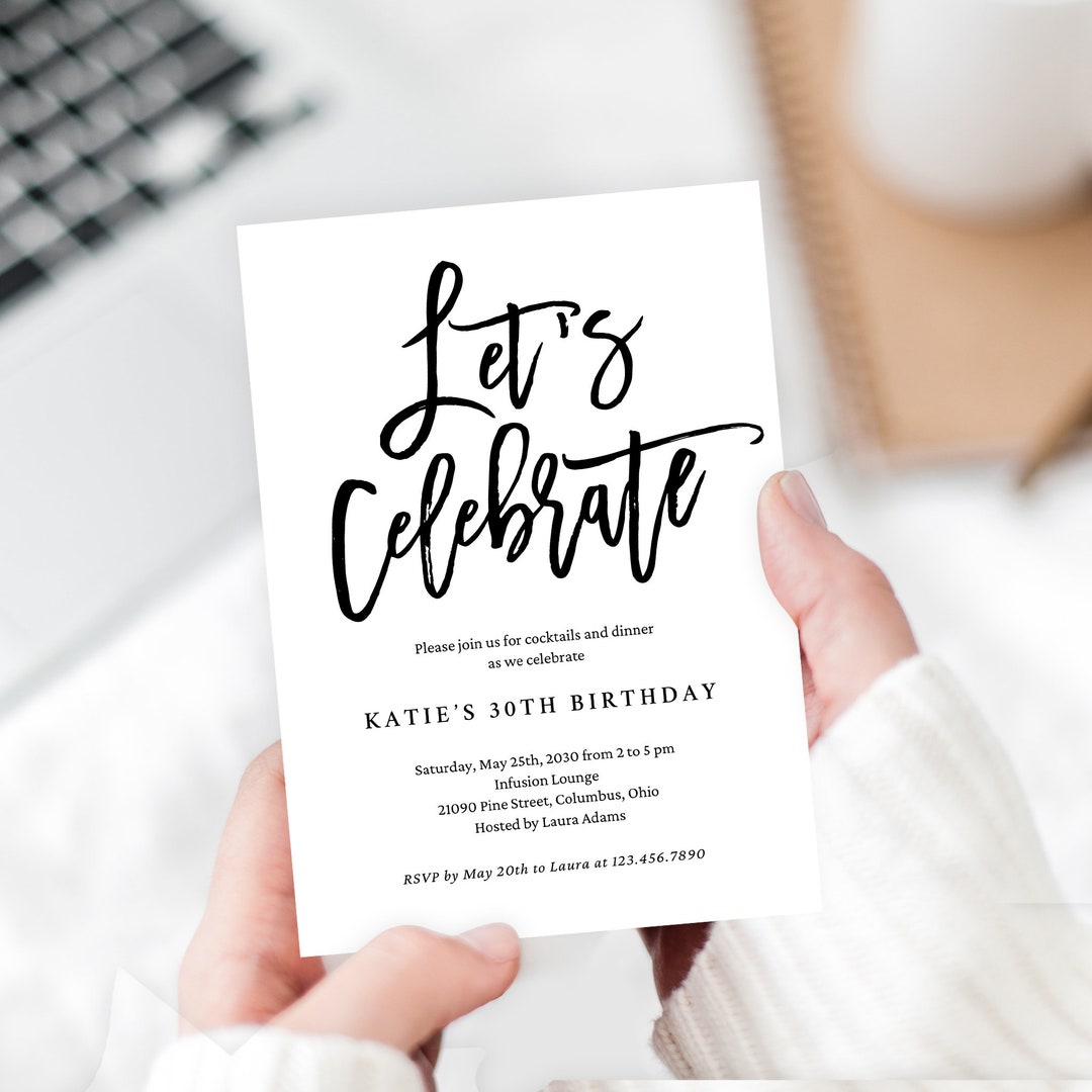 Let's Celebrate Party Invitation Canva Template - Instant Download ...