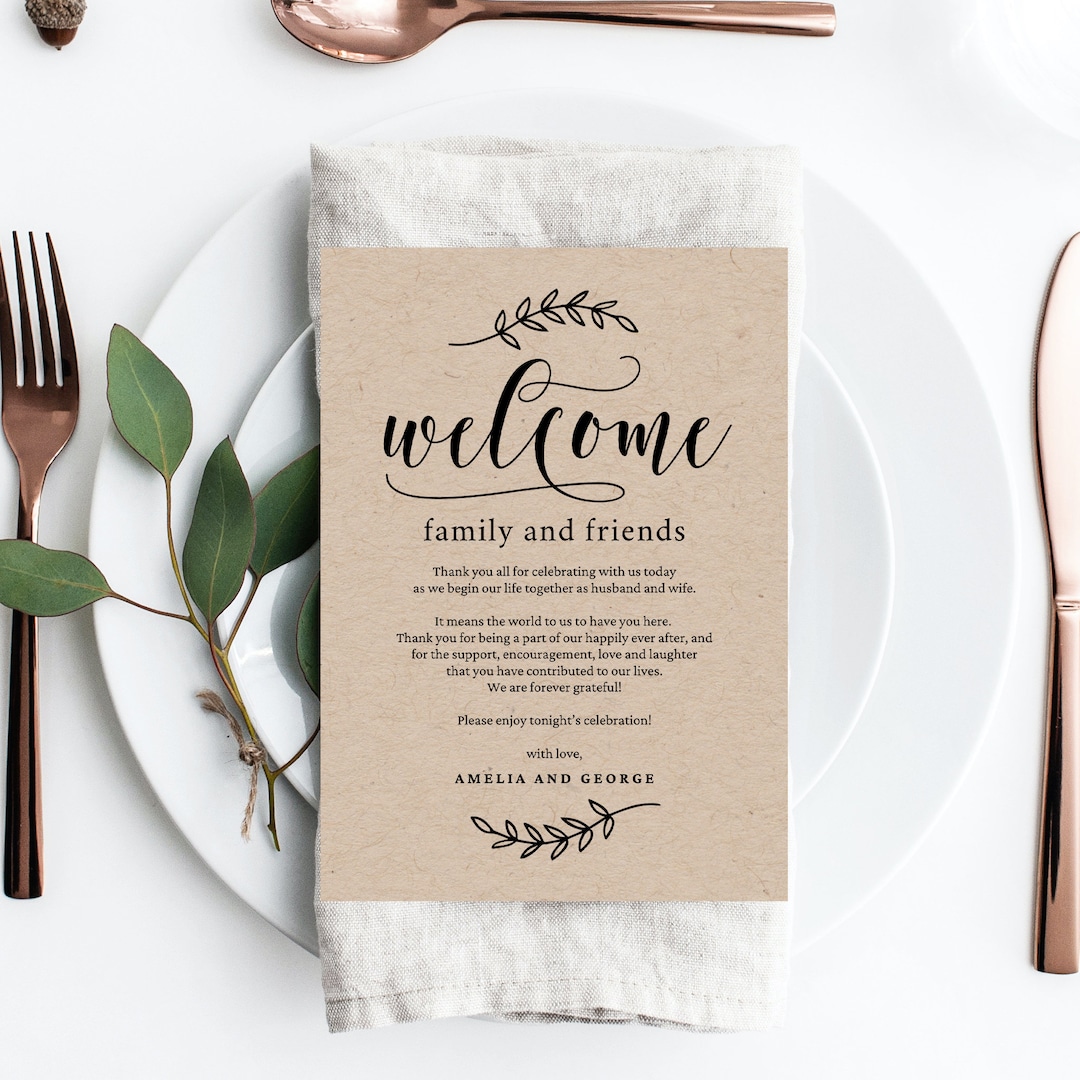 Printable Wedding Welcome Card - Wedding Welcome Bag - Wedding Thank ...