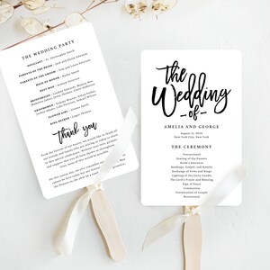 Wedding Program Fan Canva Template - Printable Program Fans Instant ...