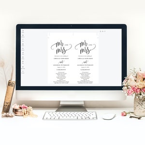 Wedding Program Editable Template - Printable Wedding Program - Instant ...