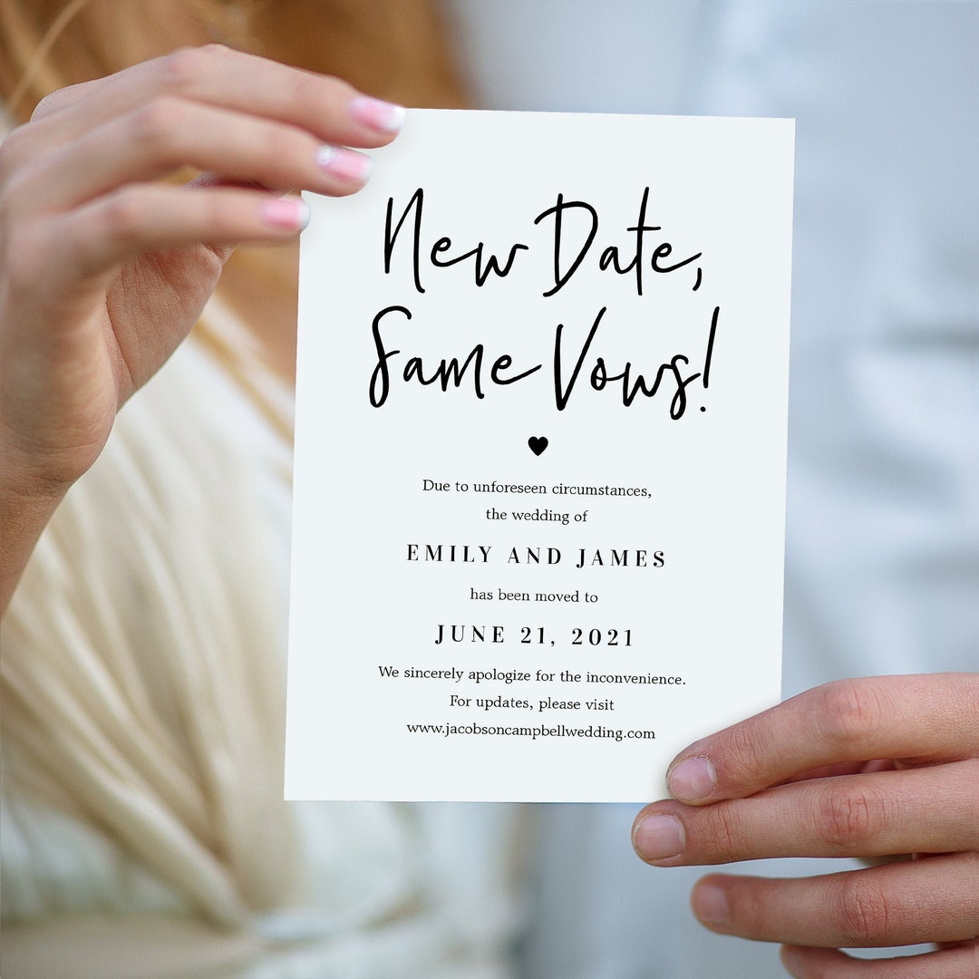 New Date Same Vows Printable Change the Date Template - Wedding Update ...