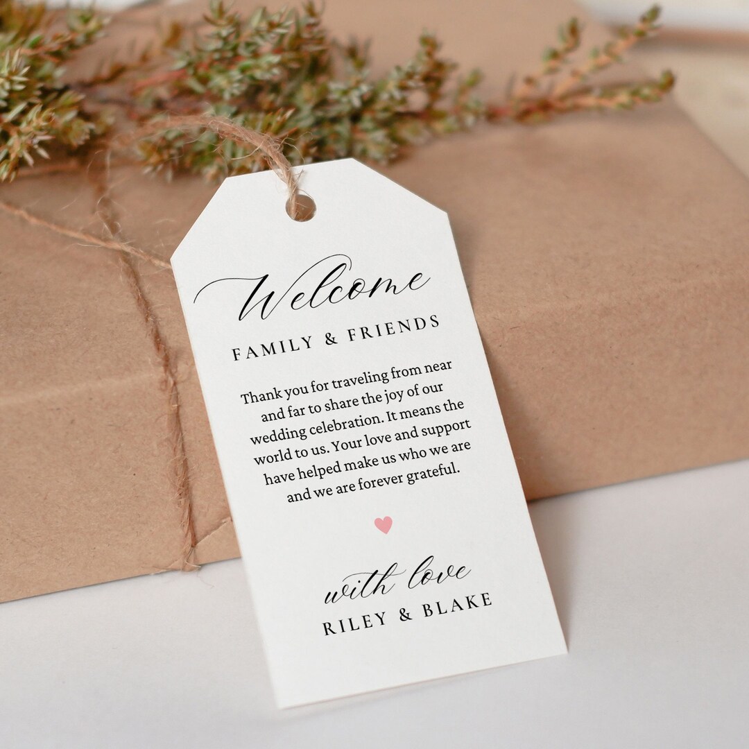 Avery Compatible Printable Welcome Tag, Wedding Welcome Bag Tag, Favor ...