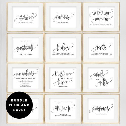 BUNDLE DEAL Wedding Sign Templates Set Printable Wedding - Etsy