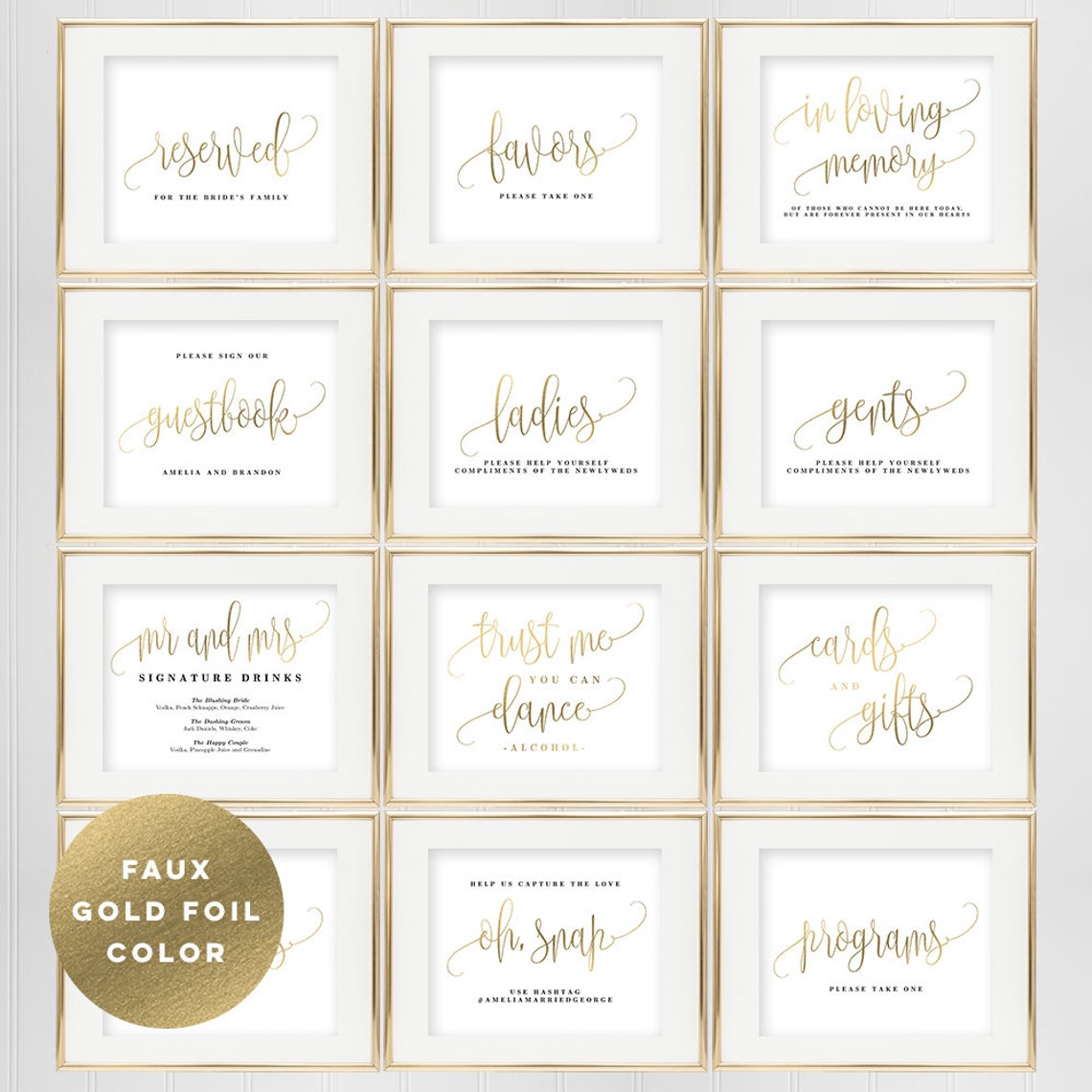 BUNDLE DEAL Wedding Sign Templates Set Printable Wedding - Etsy