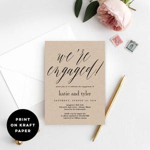 Editable Color Printable Engagement Party Invitation - Modern Script ...