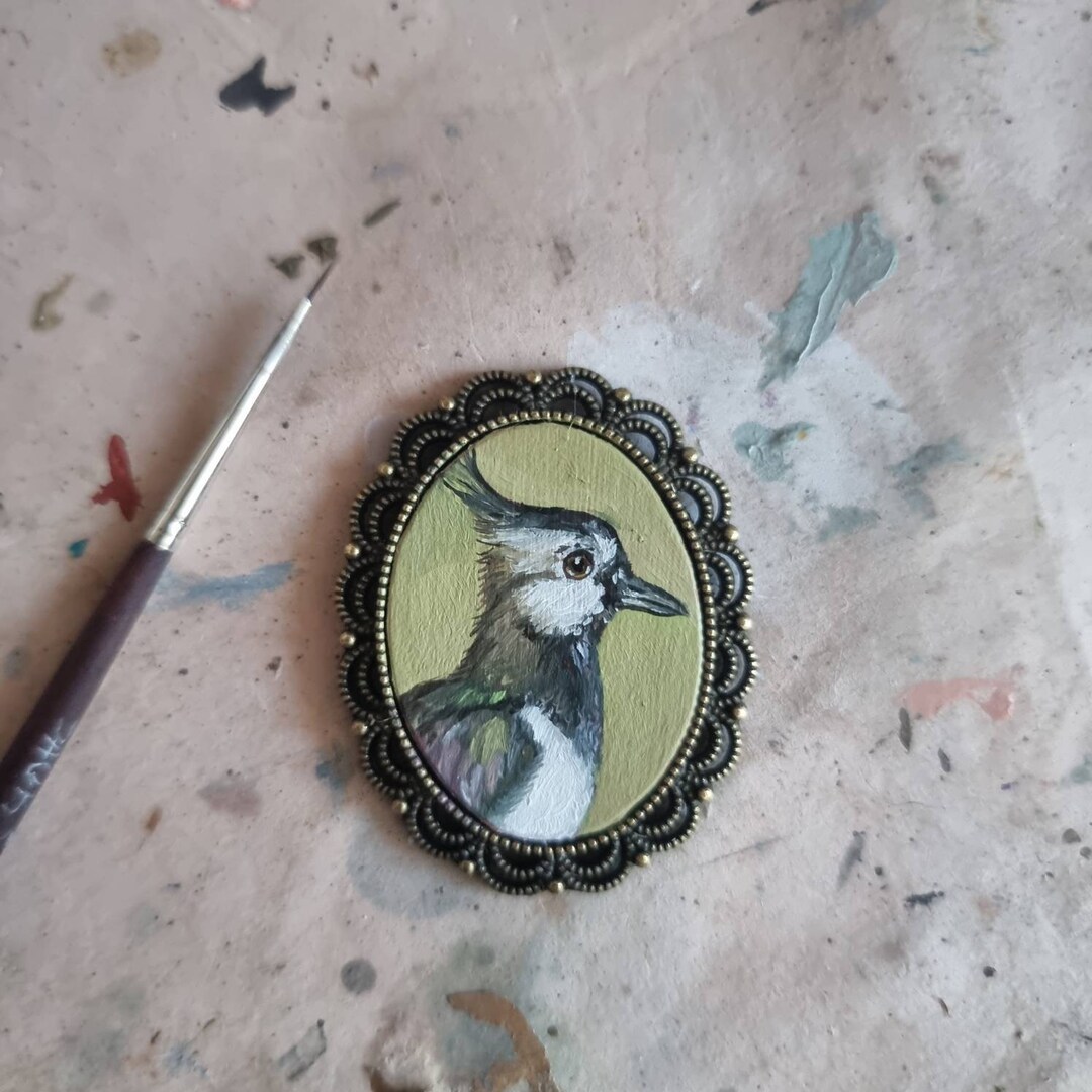 Northern Lapwing Miniature Portrait Original Miniature Framed Oil ...