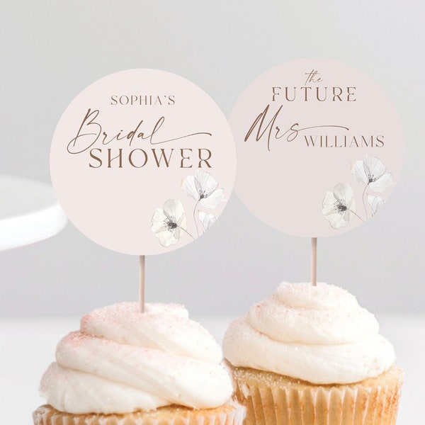 Bridal Shower Cupcake Toppers Printable - Etsy