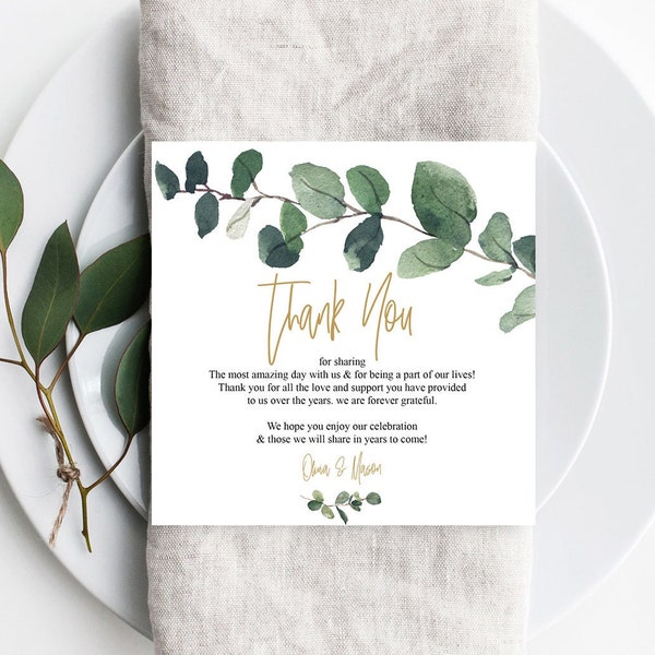 Thank You Place Card - Etsy