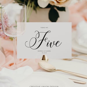 Horizontal Classic Calligraphy Wedding Table Numbers Template, Fully ...