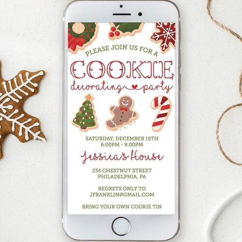 Editable Christmas Birthday Invitation Holiday Cookie Party - Etsy