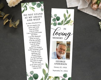 Funeral Memorial Service Bookmarks Memorial Gift Bereavement - Etsy