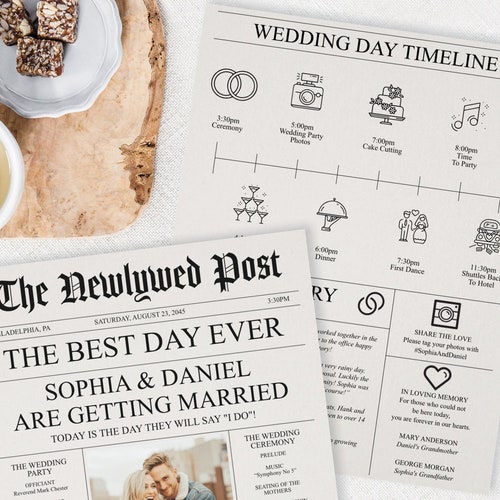 Newspaper Wedding Program Printable Wedding Programs Wedding - Etsy