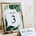 Tropical Monstera Wedding Table Numbers, Wedding Table Number Template ...