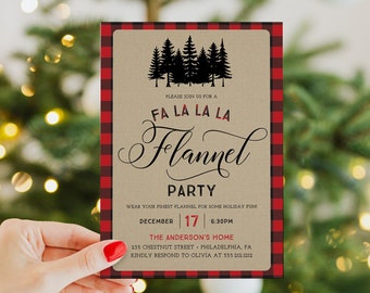 Flannel Christmas Party Invitations Buffalo Plaid Holiday - Etsy
