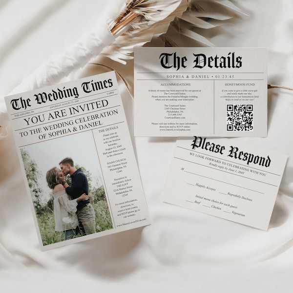 Newspaper Wedding Invitation - Etsy