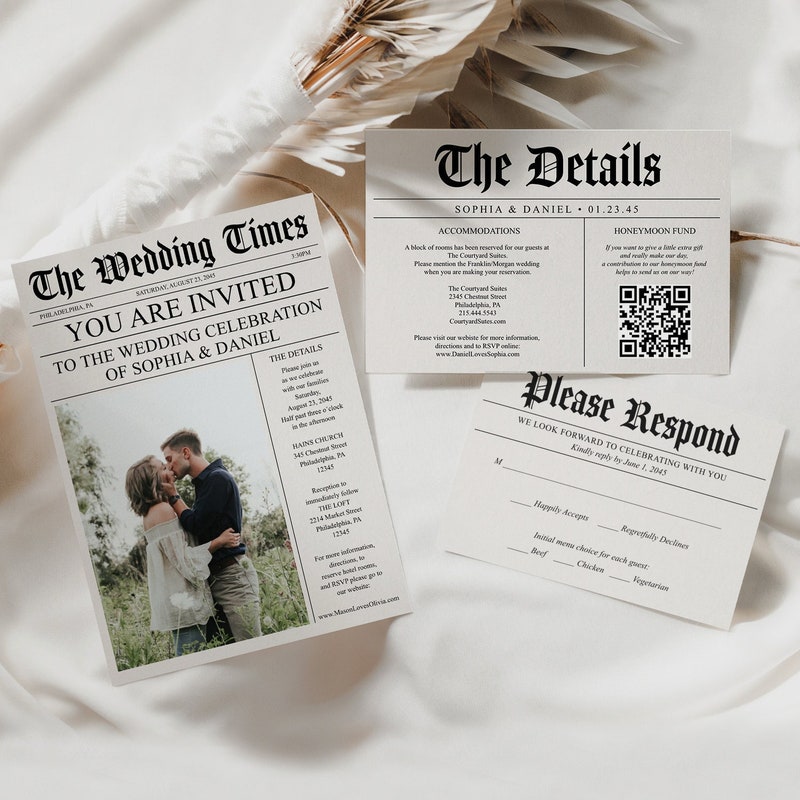 Newspaper Wedding Invitation - Etsy