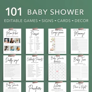 Baby Shower Games Bundle Templates 101 Editable Baby Shower - Etsy