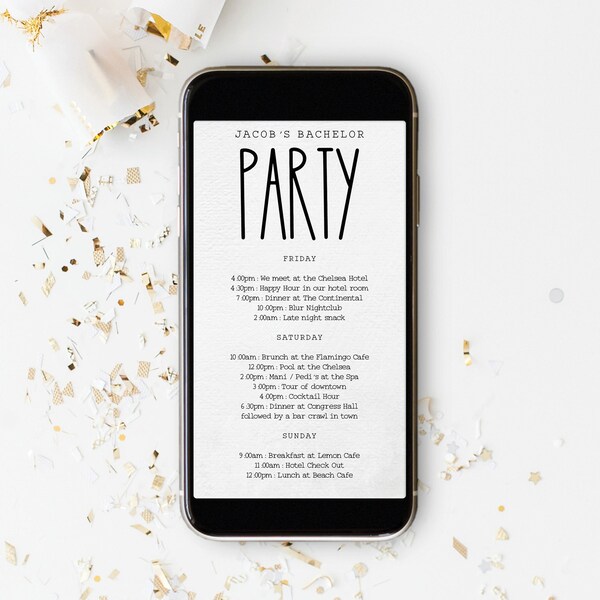 Bachelor Itinerary Template For Him Etsy