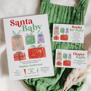 Santa Baby Baby Shower Invitation Set Template, Printable Editable ...