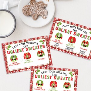 Ugly Christmas Sweater Party Vote Cards and Sign - Instant Download ...
