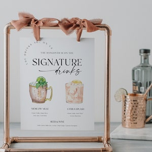 Bar Menu Template Printable Signature Cocktail Sign Editable - Etsy