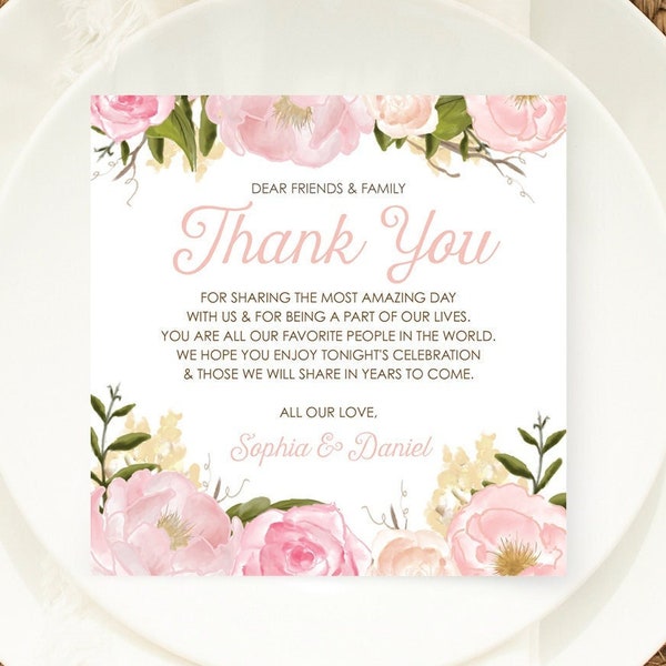 Thank You Place Card - Etsy