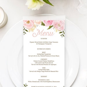 Wedding Menu Printable Dinner Menu Cards Template Printable Menu Menu ...