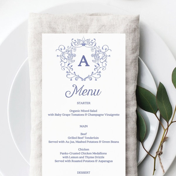 Monogram Menu - Etsy