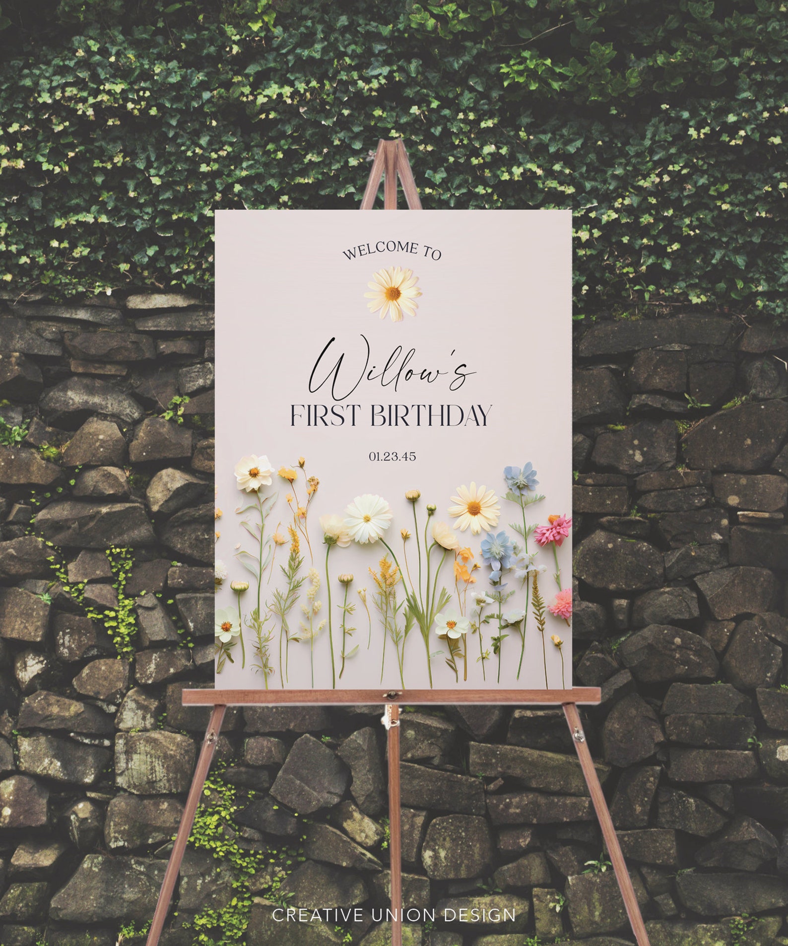 Editable Little Wildflower Welcome Sign Template, Printable 1st ...