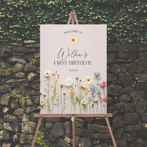 Editable Little Wildflower Welcome Sign Template, Printable 1st ...