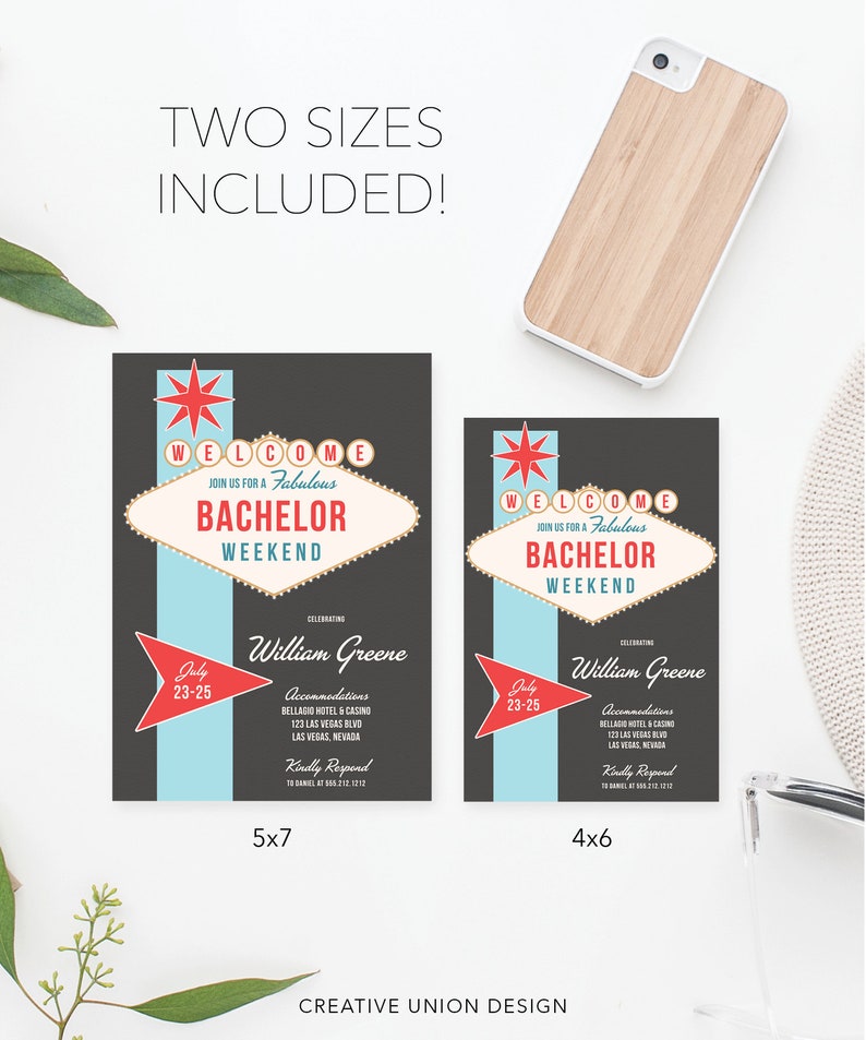 Vintage Las Vegas Bachelor Weekend Invitation and Itinerary Modern ...