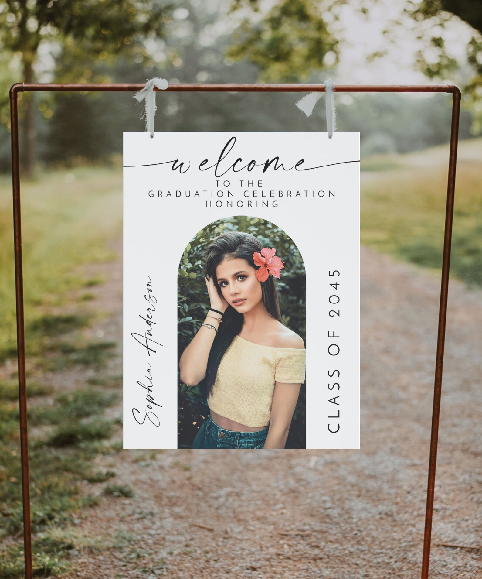 Modern Arch Graduation Welcome Sign With Photo Graduation - Etsy