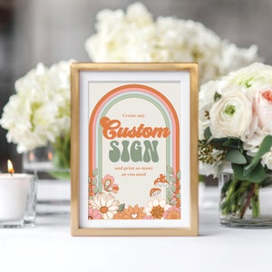 Groovy Baby Editable Custom Sign Template, Groovy One Birthday Sign ...