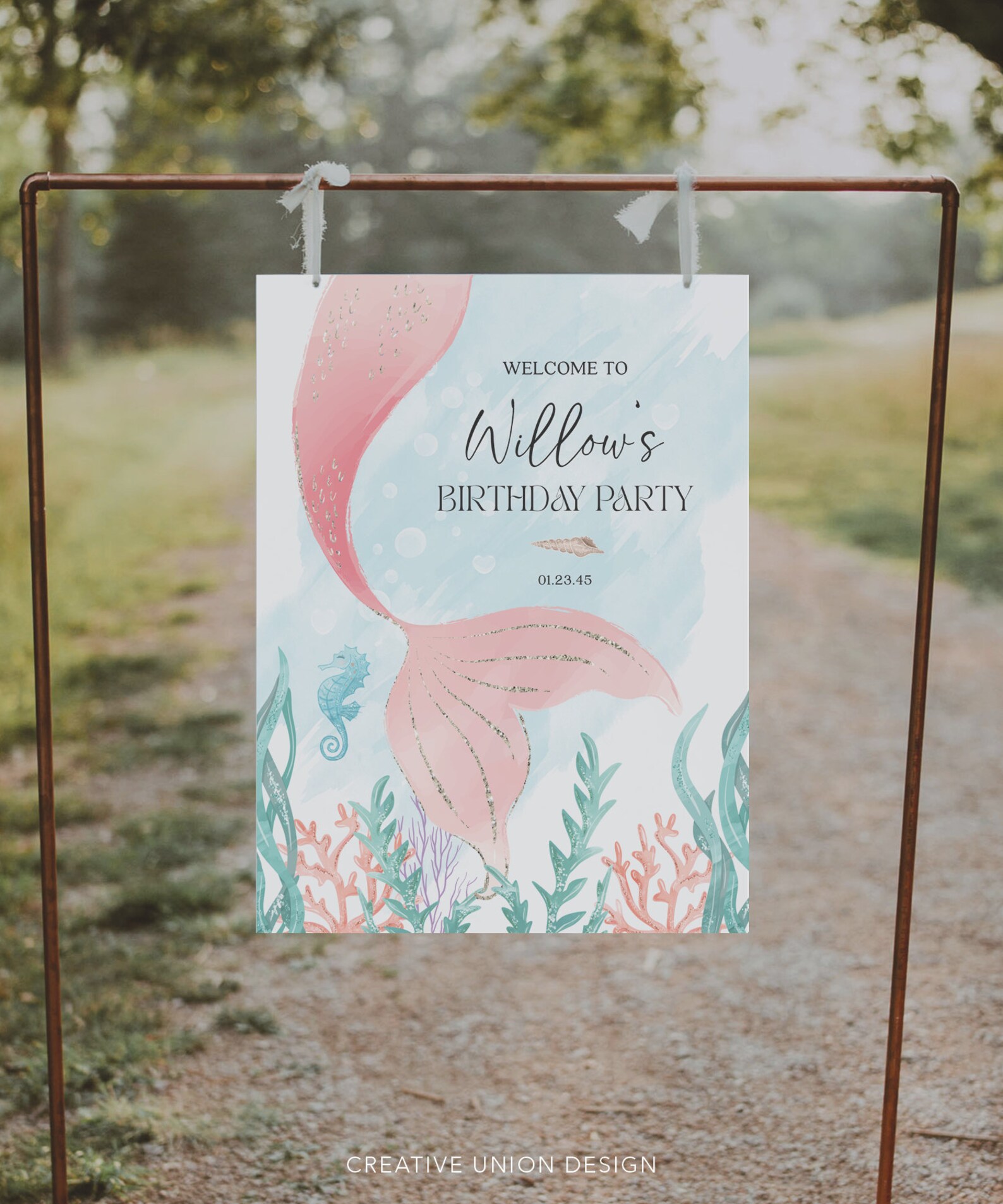 Mermaid Birthday Welcome Sign Template, 1st Birthday Printable ...