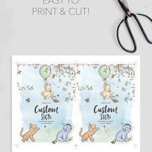Classic Winnie the Pooh Editable Custom Sign Template, Custom Baby ...