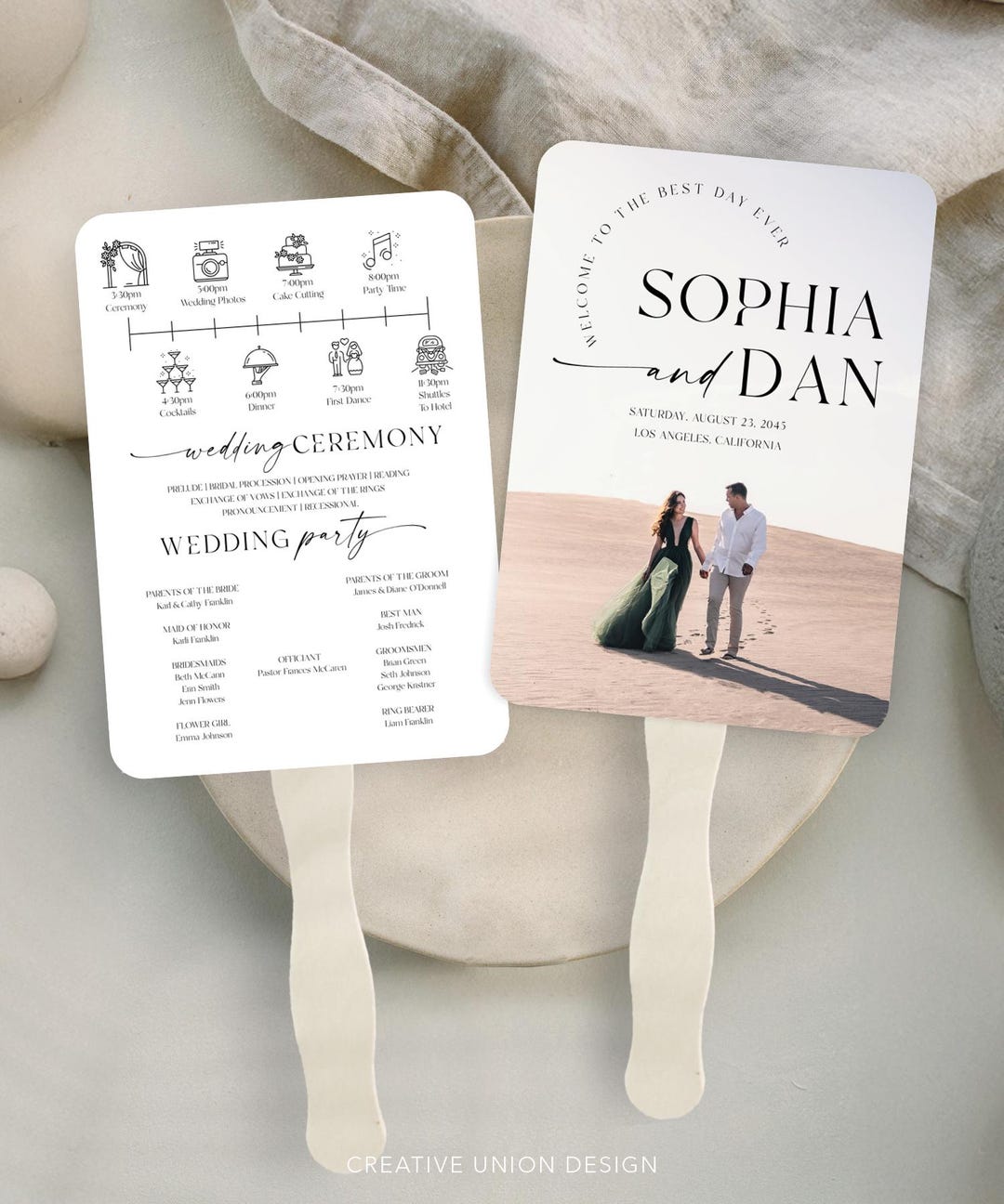 Minimal Wedding Program Fan Printable Program Fan Template Wedding ...