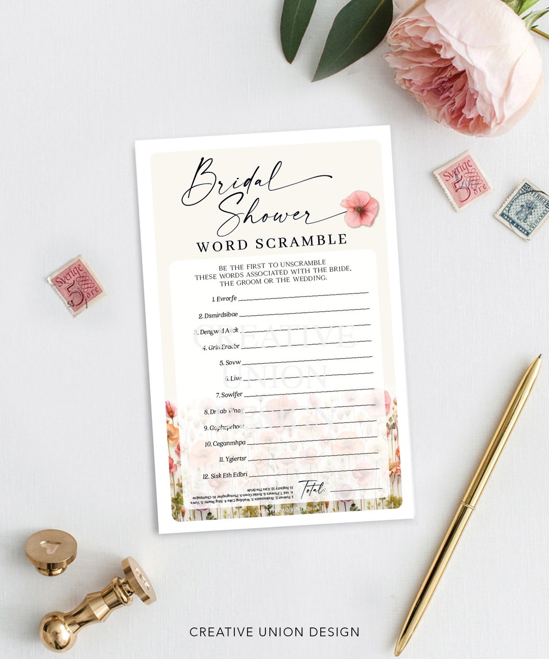 Wildflower Bridal Shower Game, Word Scramble, Colorful Flower Bridal ...