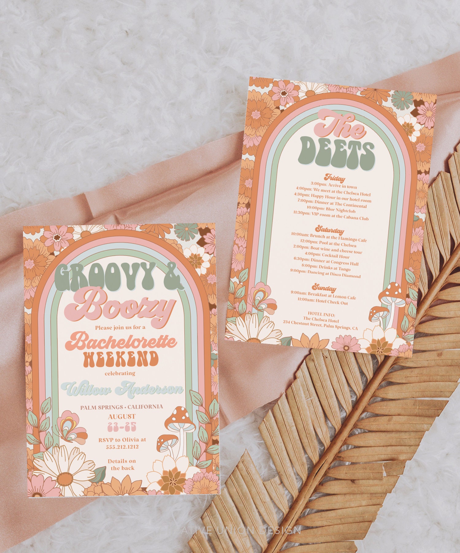 Groovy & Boozy Bachelorette Weekend Invitation and Itinerary Groovy ...