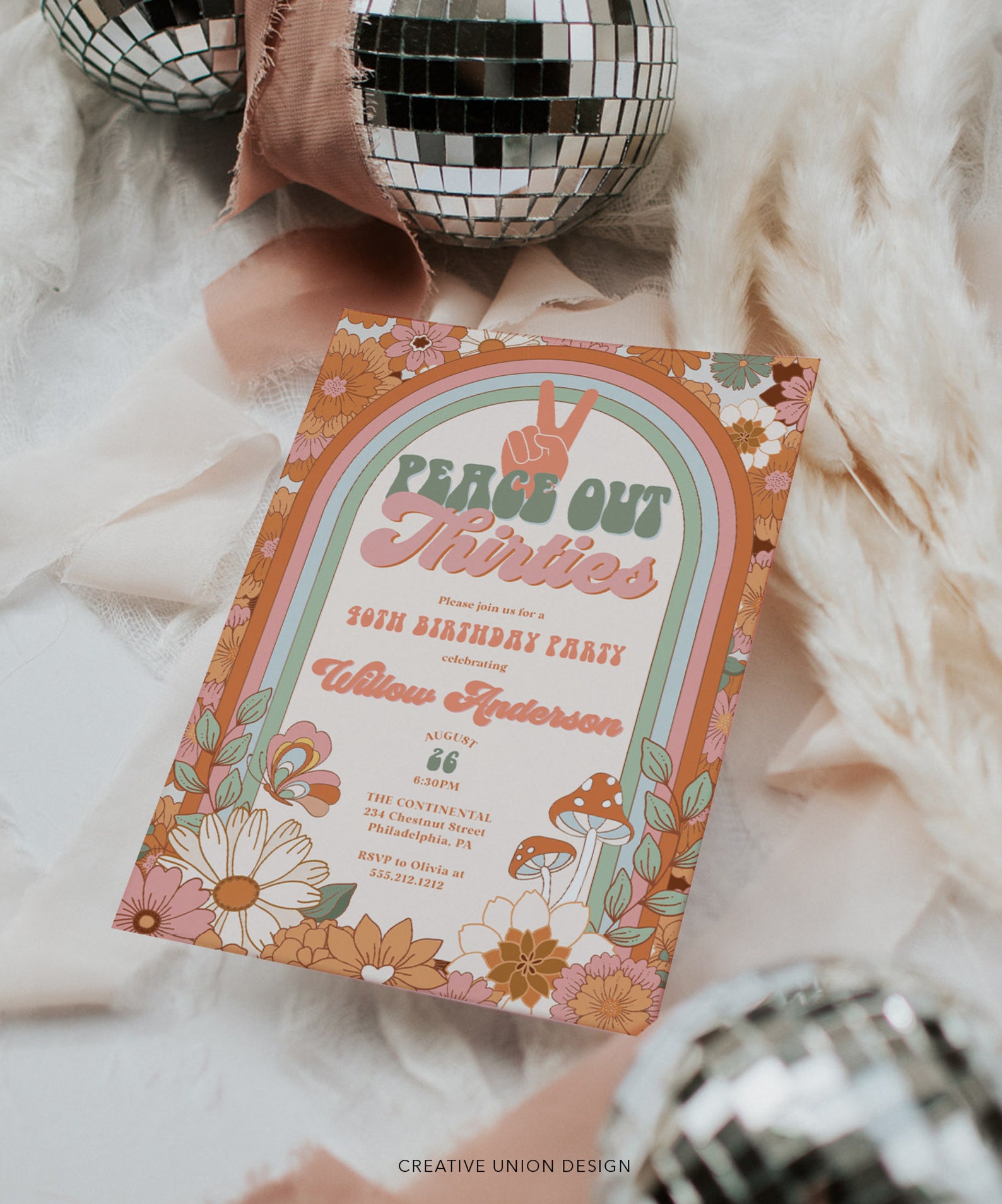 Peace Out Birthday Party Invite Template, 40th Birthday Invitation ...