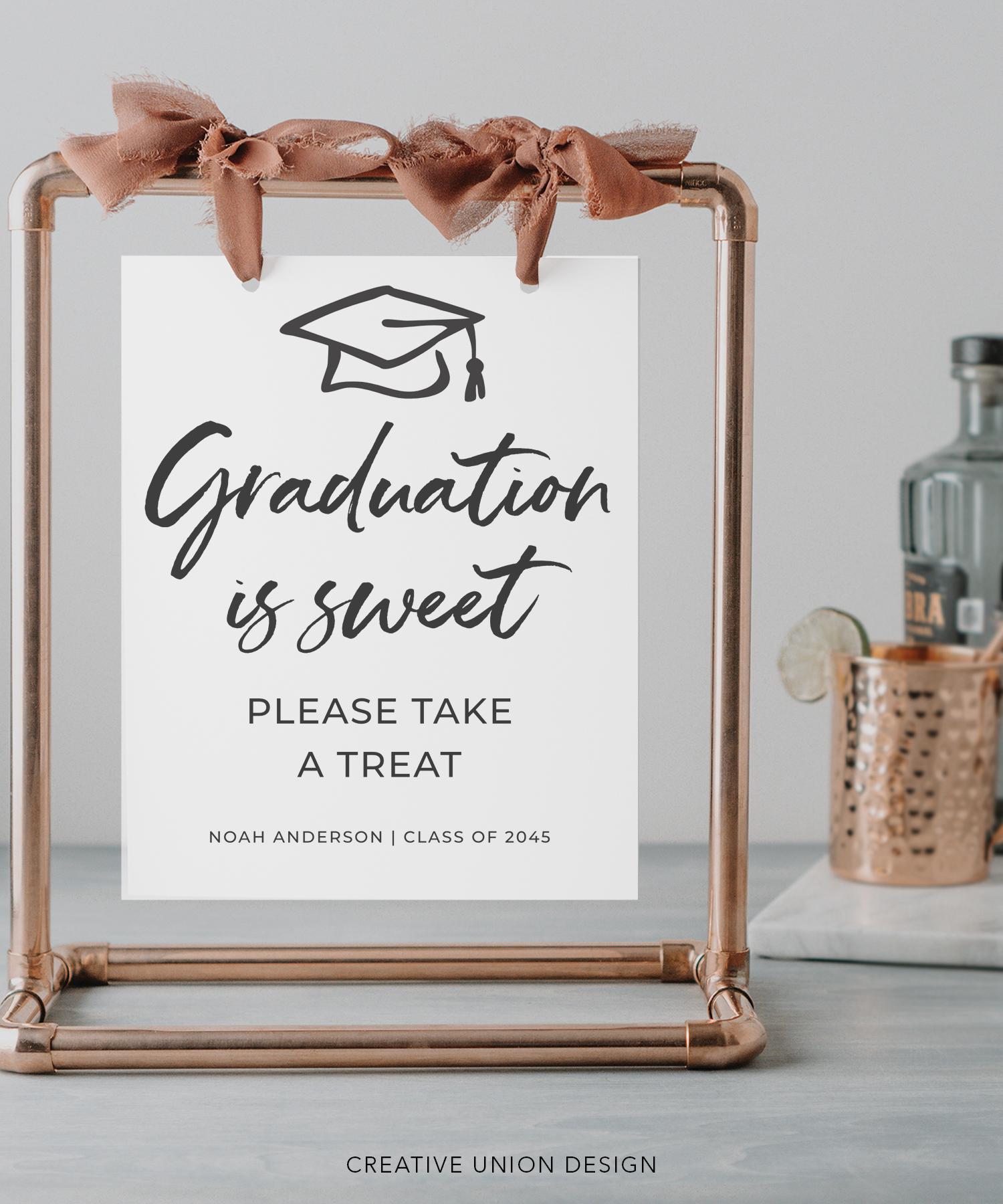 Graduation is Sweet Table Sign Template Printable Graduation Party Sign ...