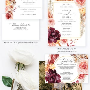 Boho Wedding Invitations Template, Editable Printable Wedding ...