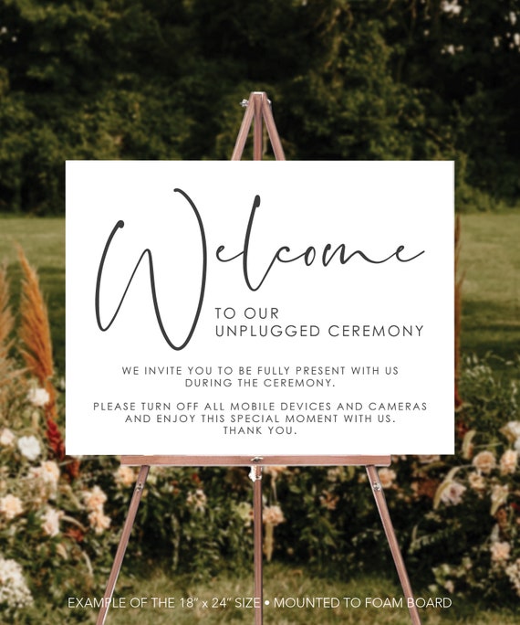 Minimal Script Unplugged Ceremony Sign Printable Unplugged | Etsy